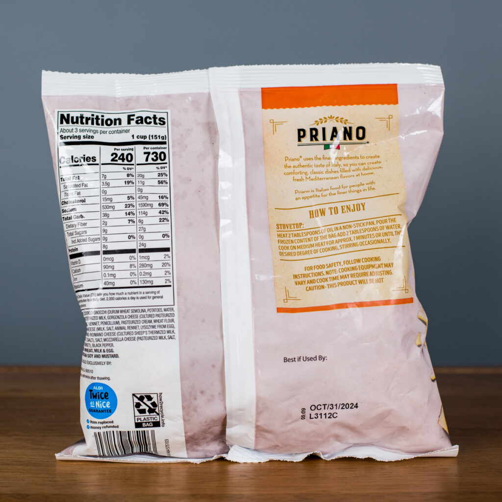 Aldi’s Priano Four Cheese Gnocchi - By the Label