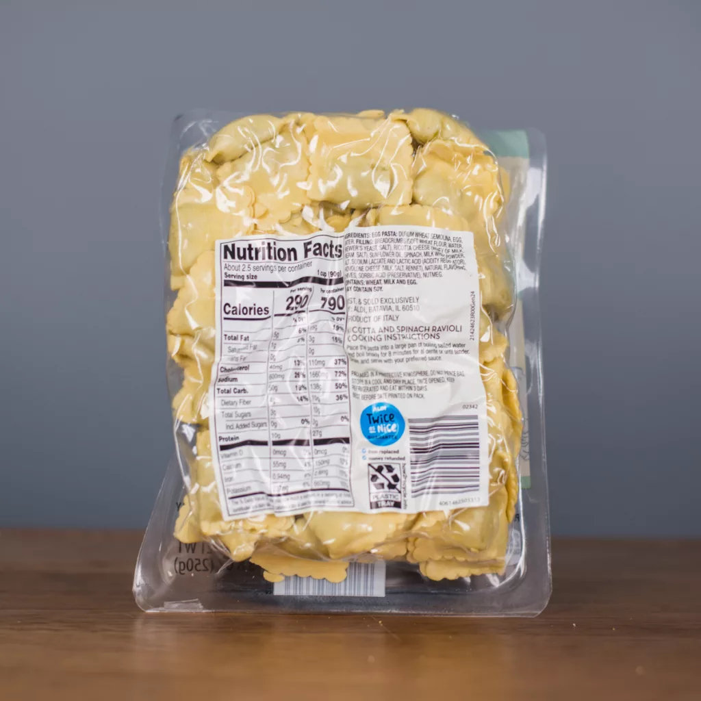Aldi’s Priano Ricotta & Spinach Ravioli - By the Label