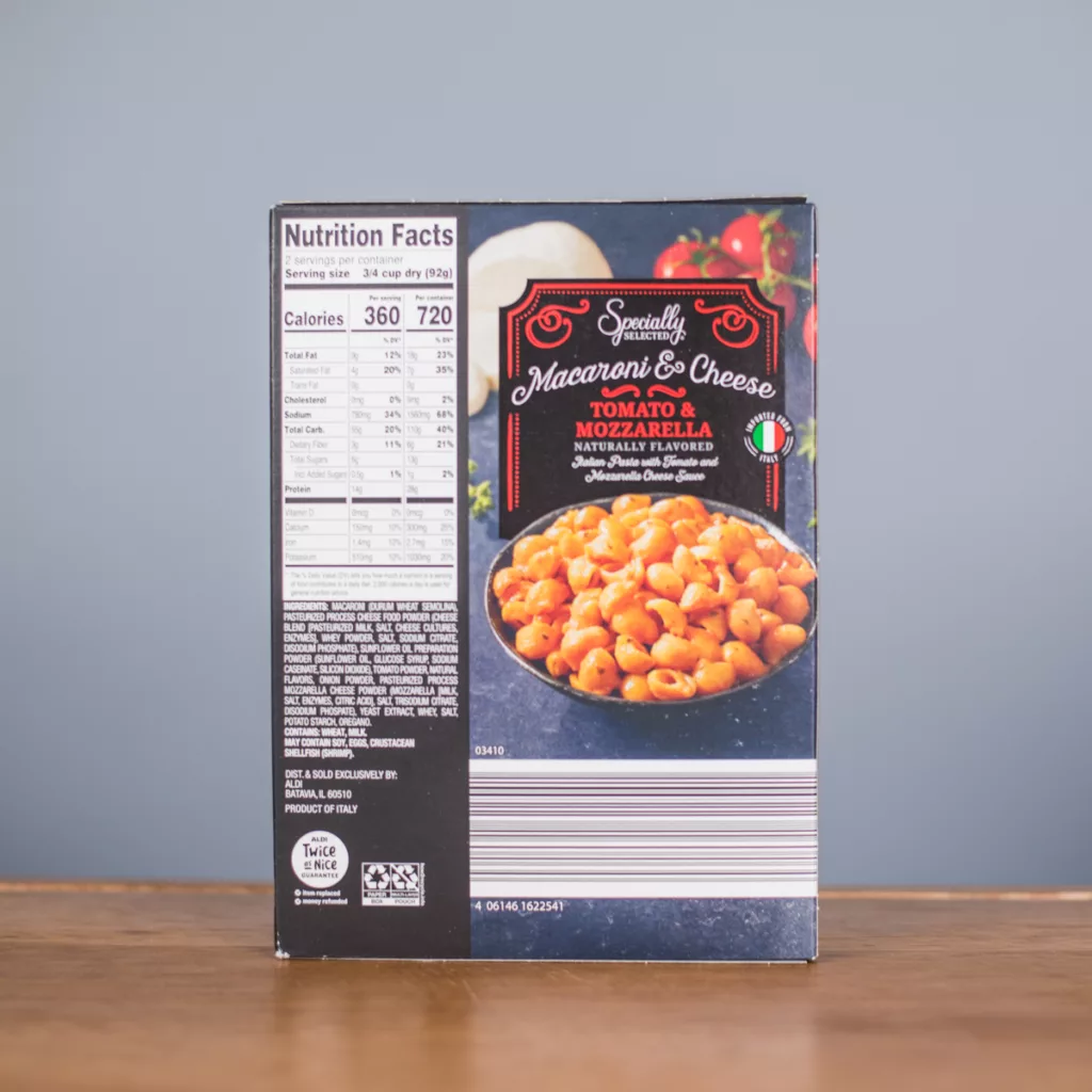 Aldi’s Tomato Mozzarella Macaroni & Cheese - By the Label
