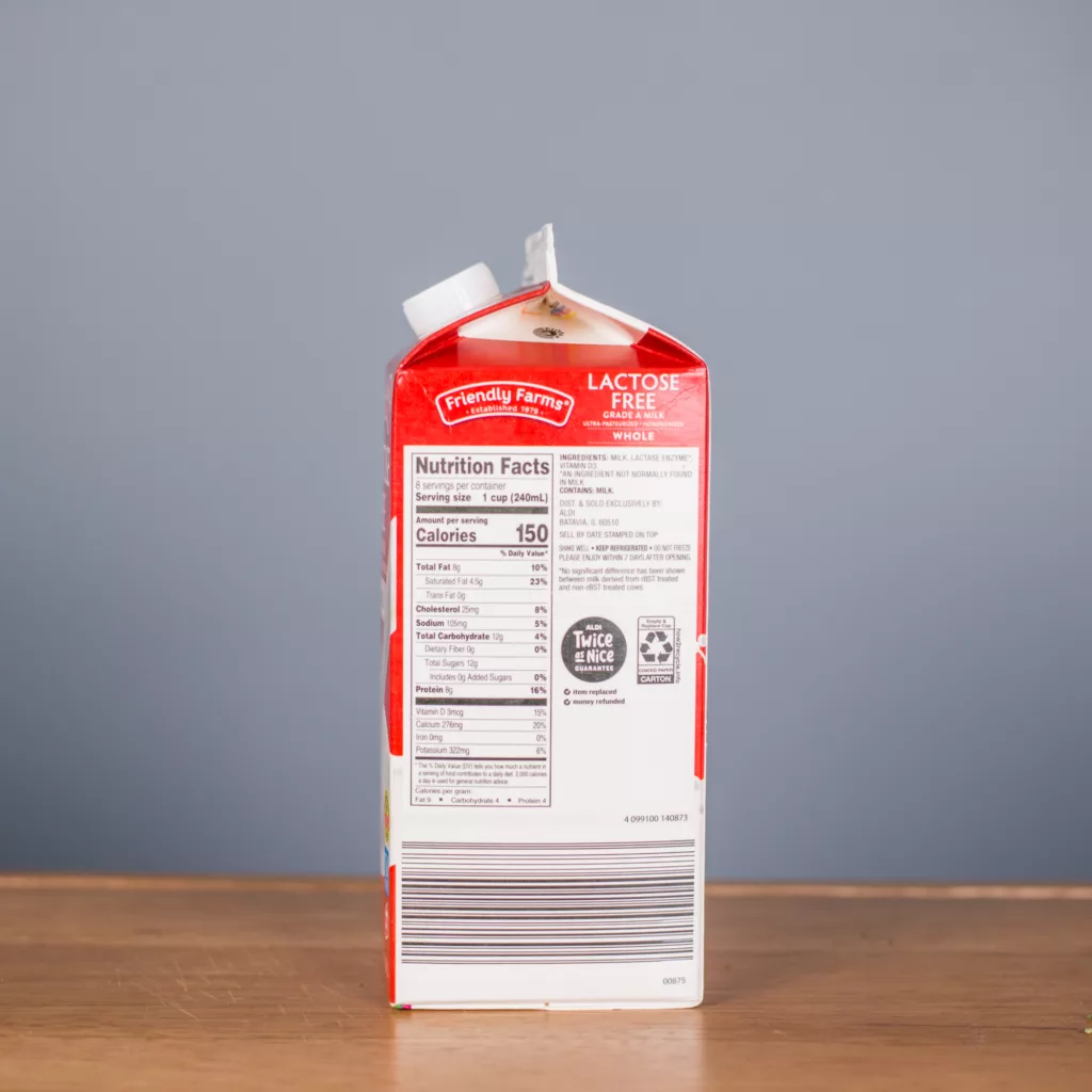 Aldi’s Friendly Farms Lactose Free Whole Milk - By the Label