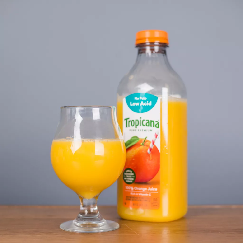 Tropicana Low Acid No Pulp Orange Juice - By the Label